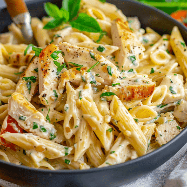 Creamy Garlic Chicken Pasta Recipe - avarecipes.com