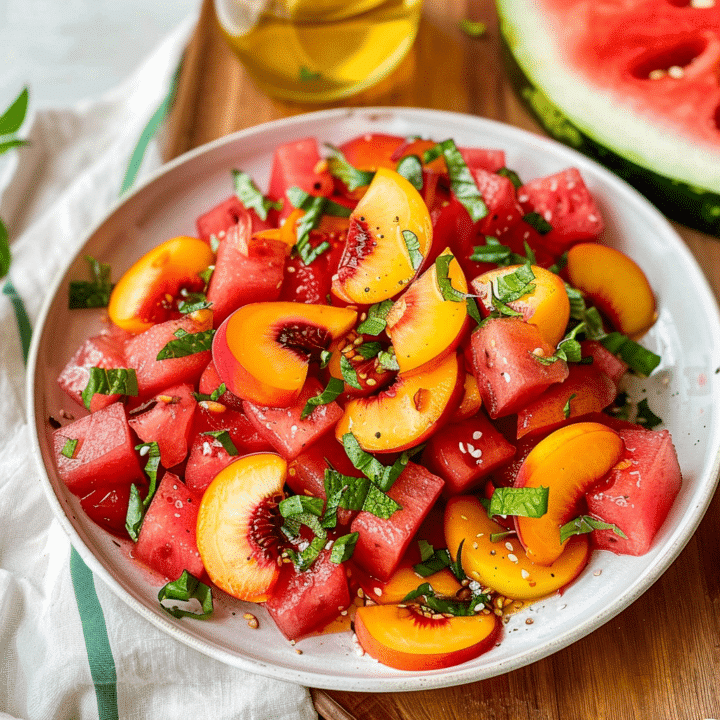 Peach Watermelon Salad Recipe - avarecipes.com