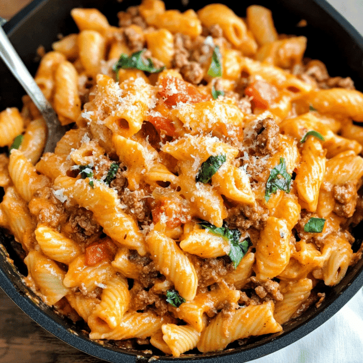 One Pot Creamy Tomato Beef Pasta Recipe - avarecipes.com