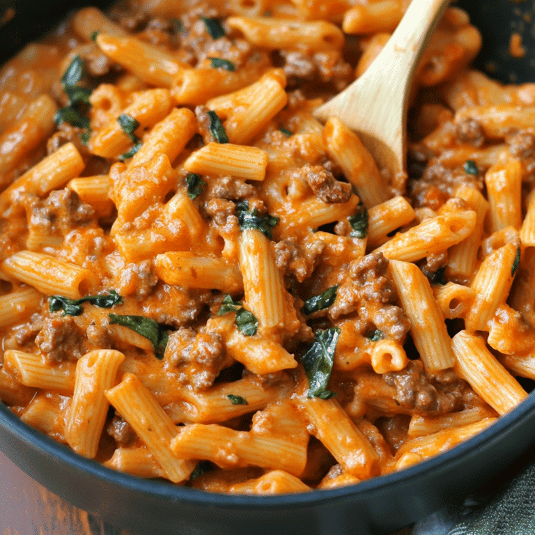 One Pot Creamy Tomato Beef Pasta Recipe - avarecipes.com