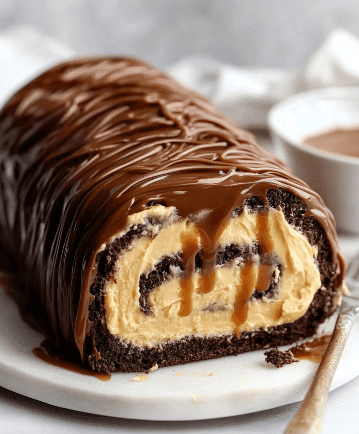Chocolate Caramel Cream Roll Recipe - avarecipes.com