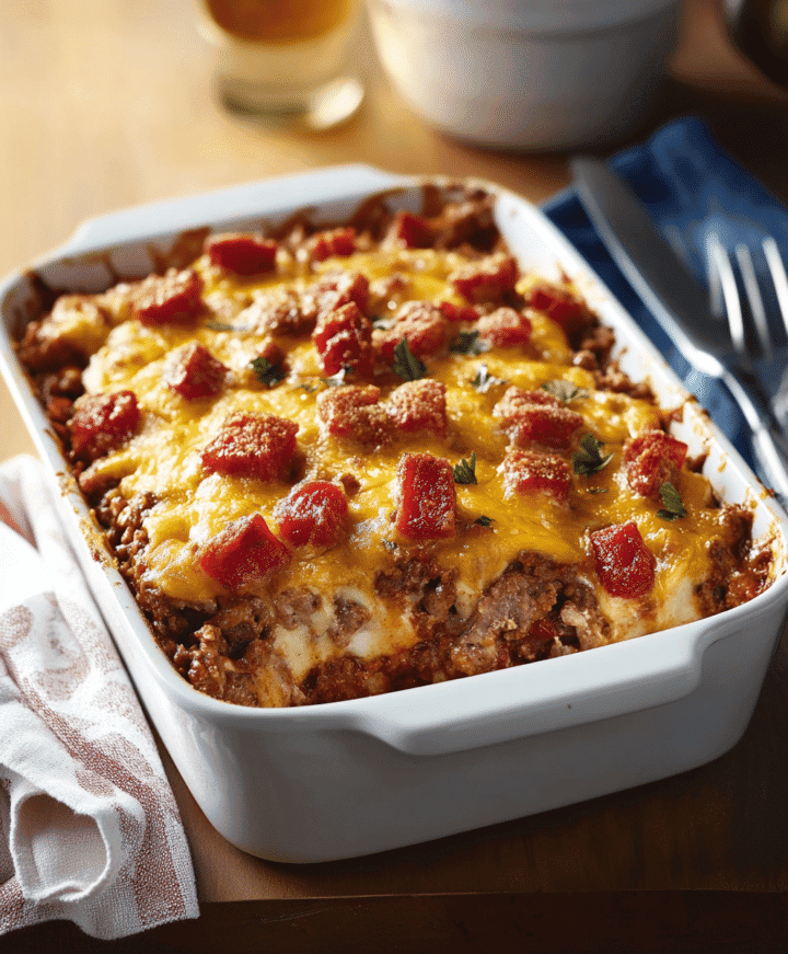 Southern Five Layer Beef Casserole Recipe - avarecipes.com