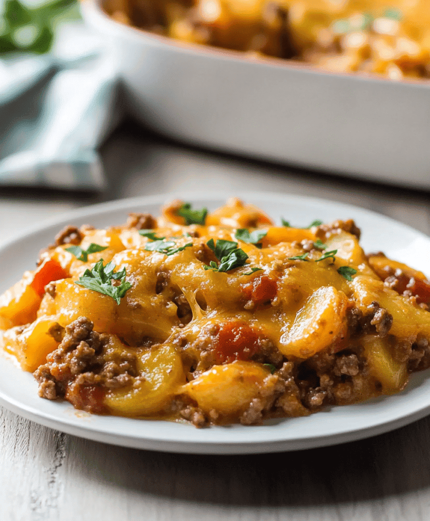 Cheesy Ground Beef And Potatoes Recipe - avarecipes.com