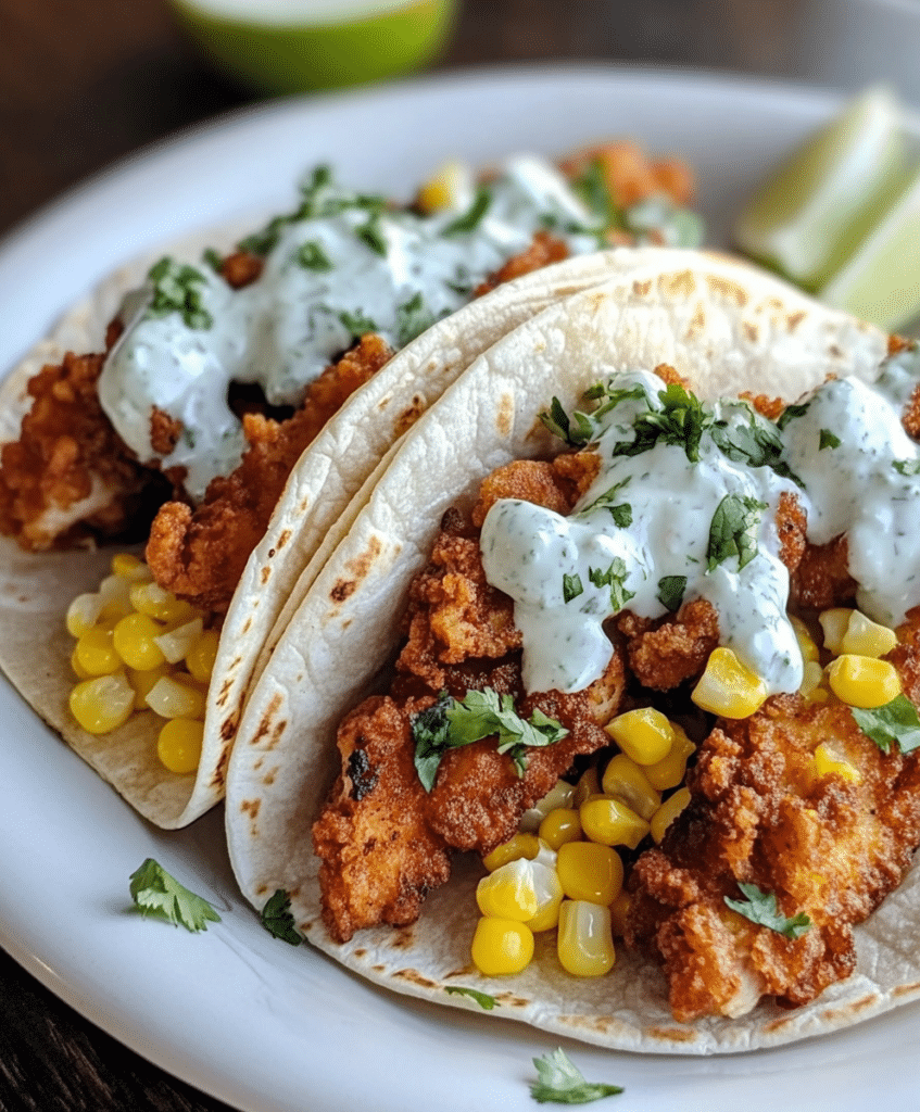 Fried Chicken Street Corn Taco With Jalapeno Lime Ranch Recipe ...