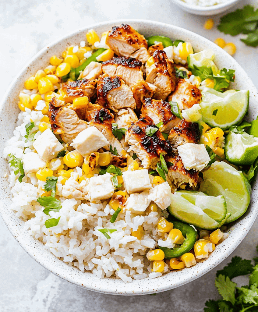 Street Corn Chicken Rice Bowl Recipe - avarecipes.com
