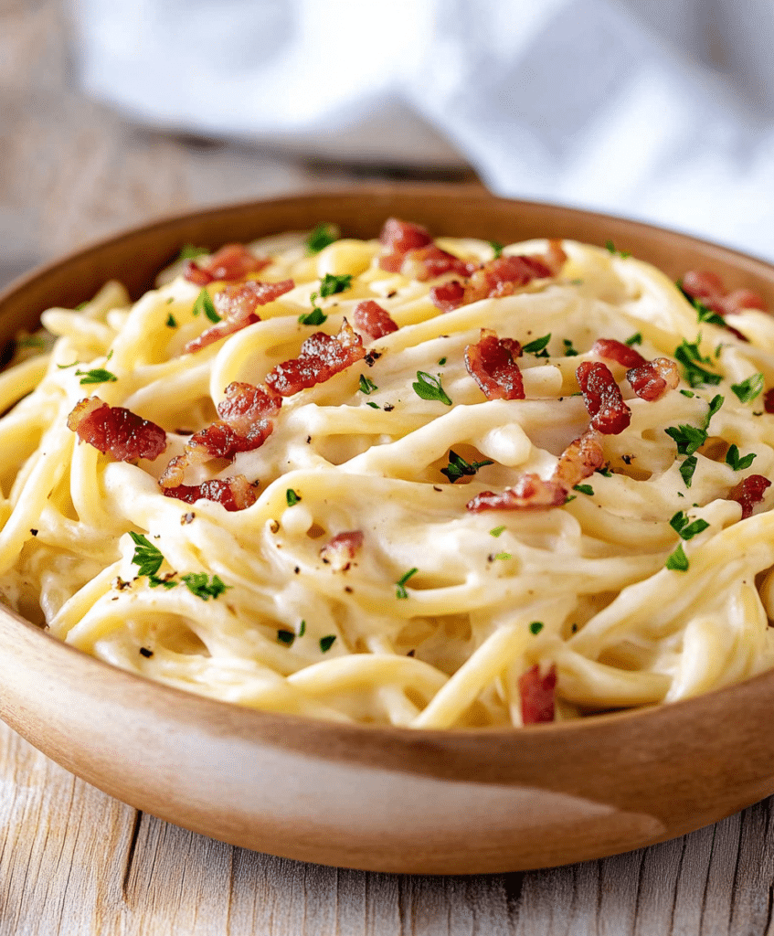 Creamy Bacon Pasta Recipe - avarecipes.com