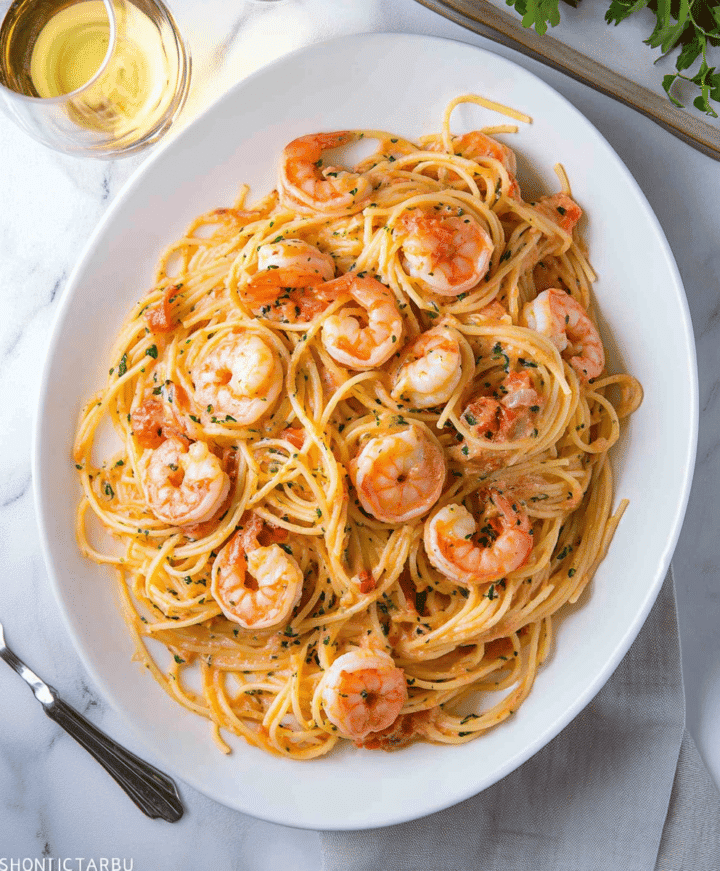 Shrimp Pasta With Creamy Tomato White Wine Sauce Recipe - avarecipes.com