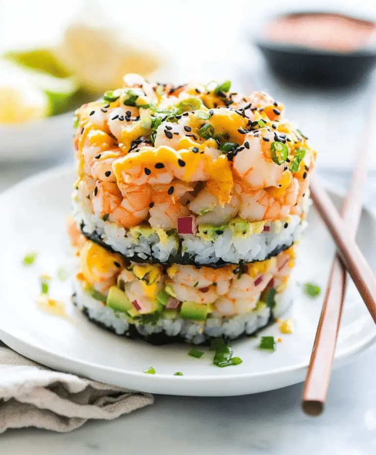 Spicy Shrimp Sushi Stacks Recipe - avarecipes.com