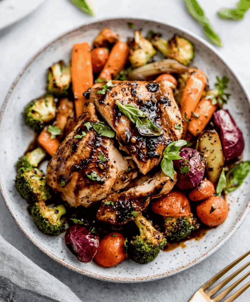 Balsamic Glazed Chicken And Veggies Recipe - avarecipes.com