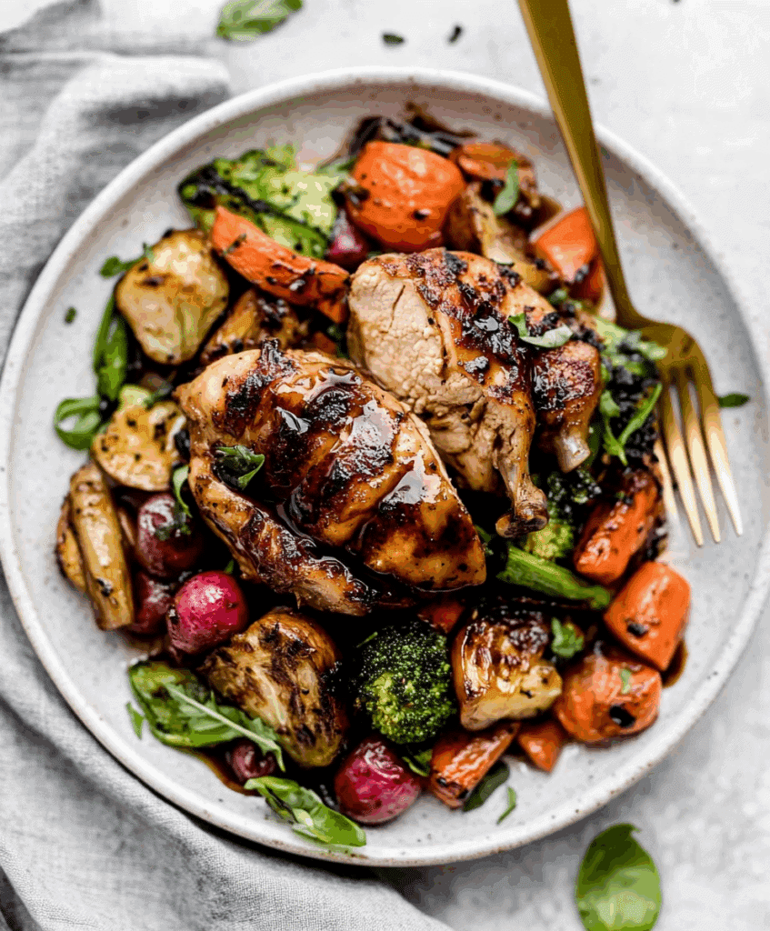 Balsamic Glazed Chicken And Veggies Recipe - avarecipes.com